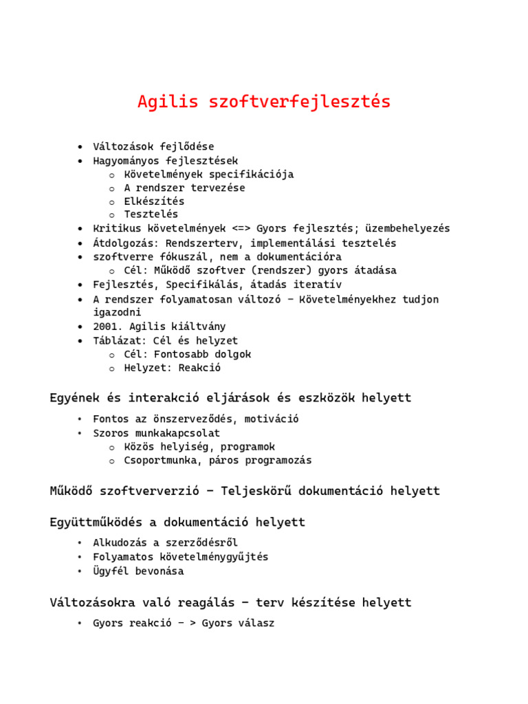 Agilis Szoftverfejlesztés És Extrém Fejlesztés | PDF