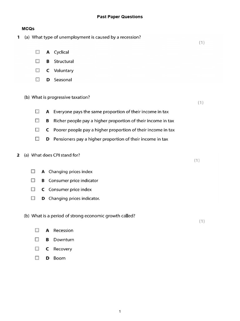 IG ECO Paper2 Exam Questions 2019-2021 60份 | PDF