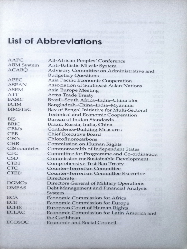 Abbreviations | PDF | United Nations | International Relations