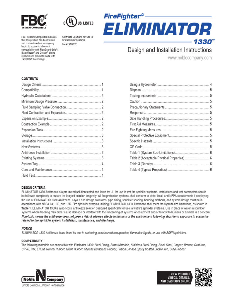 FE072023-01 Installation Instructions - FireFighter Eliminator 1330 | PDF | Fire Sprinkler ...