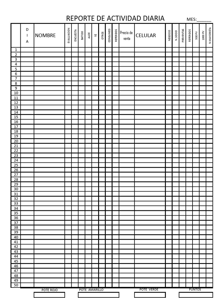 Reporte de Actividad Diaria | PDF