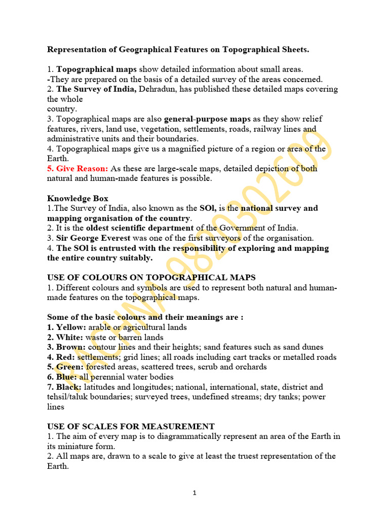 Representation of Geographical Features On Topographical Sheets | PDF | Topography | Map