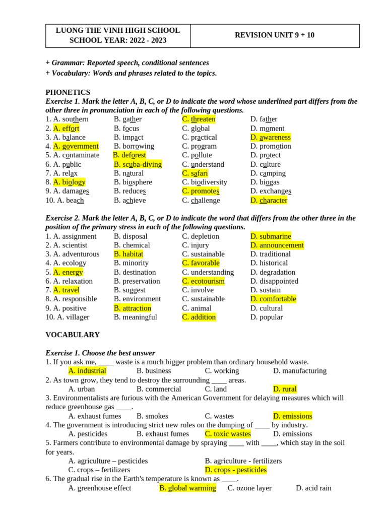 (G10) KEY REVISION U9+10 LTVdocx | PDF | Recycling | Landfill