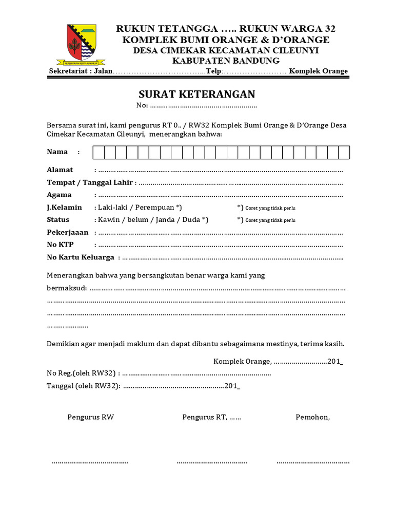 Contoh Surat RT | PDF