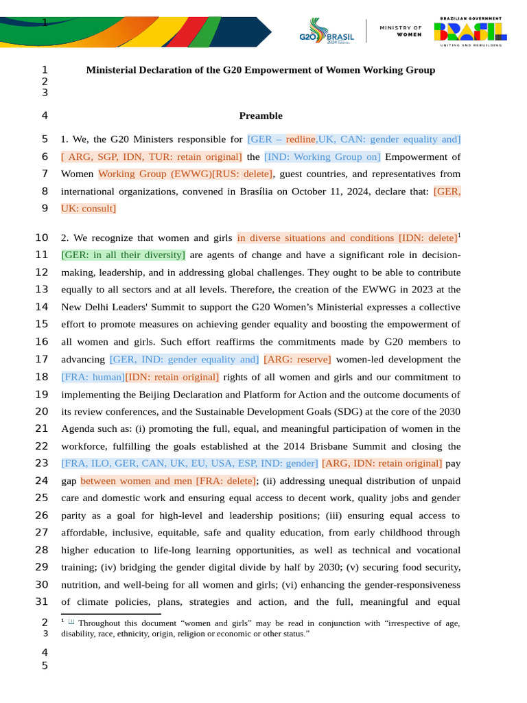 (Sep 24) EWWG Ministerial Declaration - Revision 1 | PDF | Violence ...