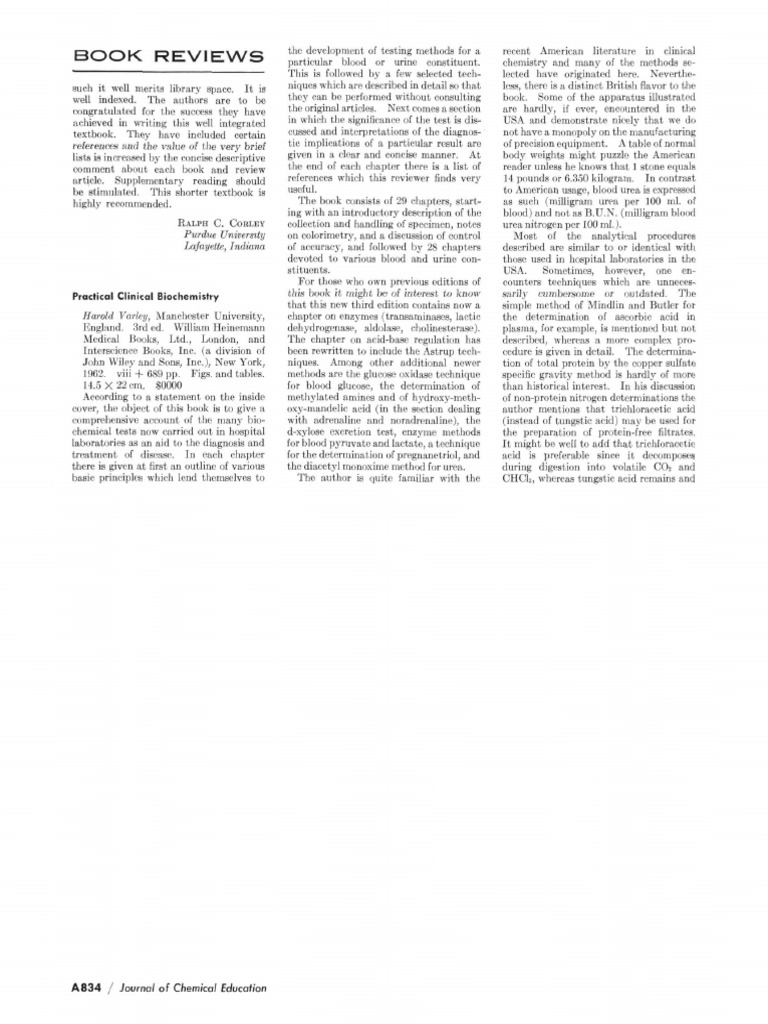 Practical Clinical Biochemistry Varley Harold Journal of Chemical ...