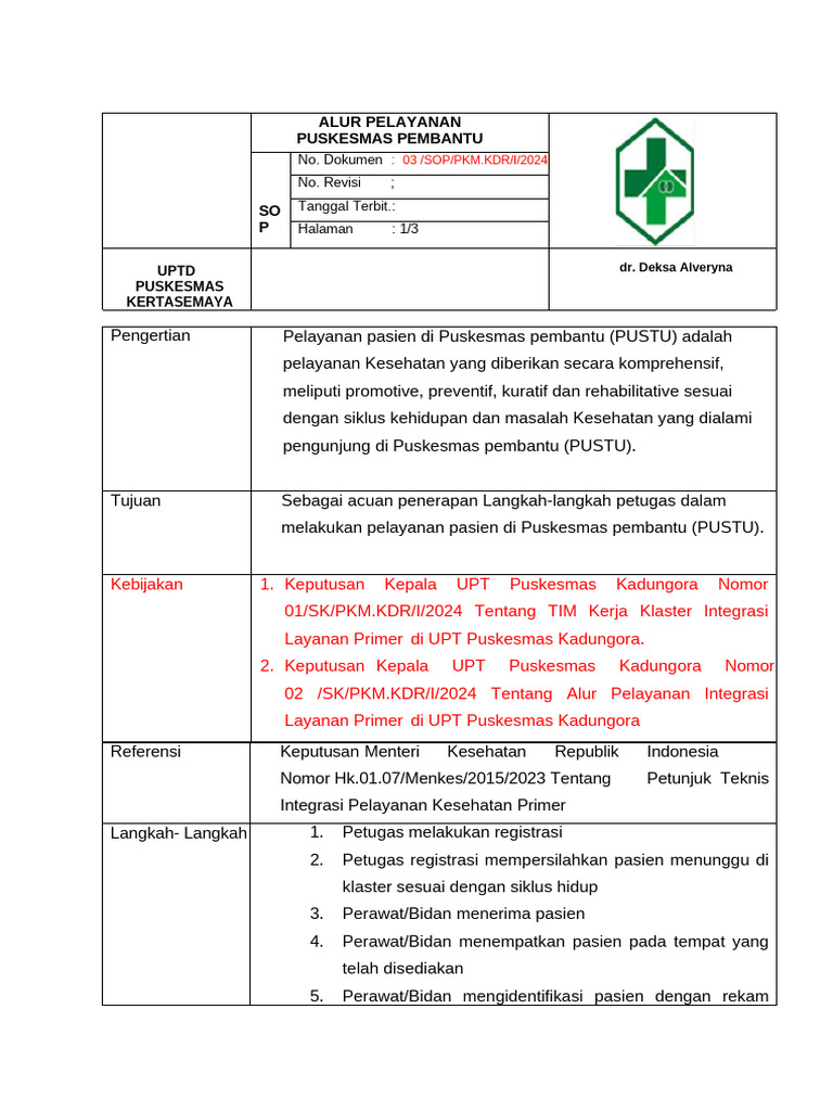 Alur Pelayanan Pustu | PDF