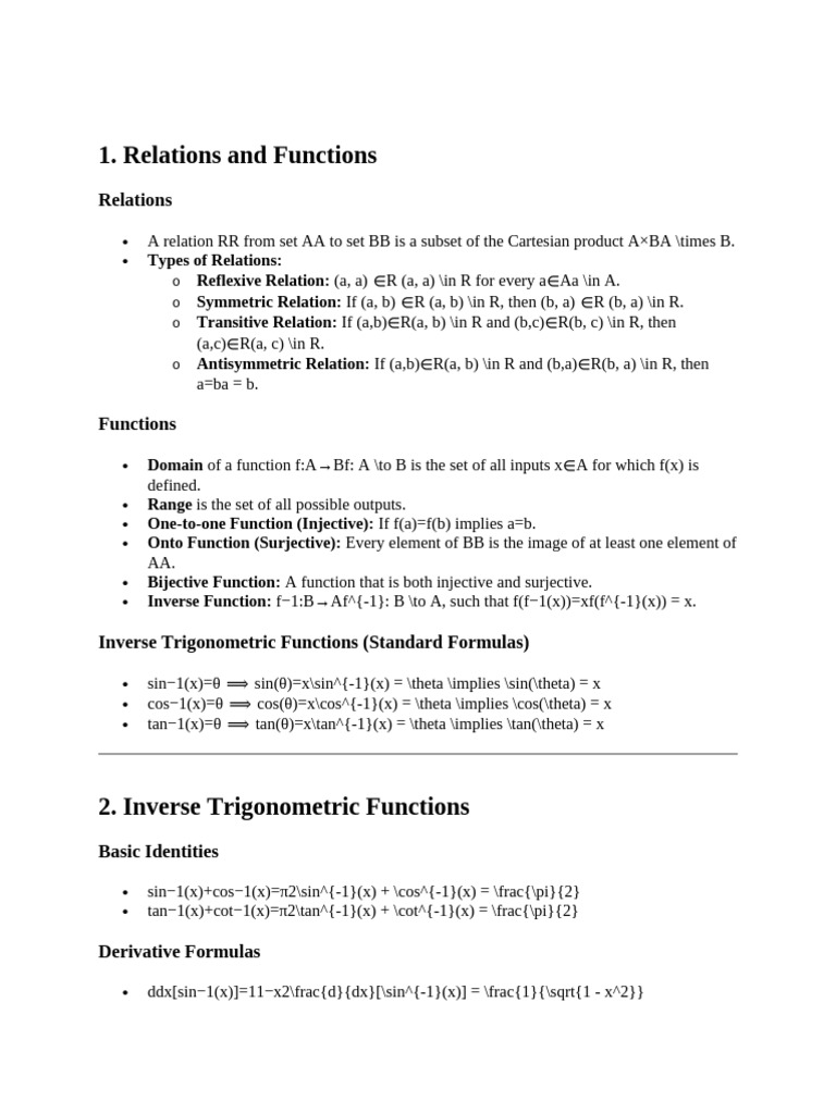 Formula Booklet | PDF | Function (Mathematics) | Mathematics