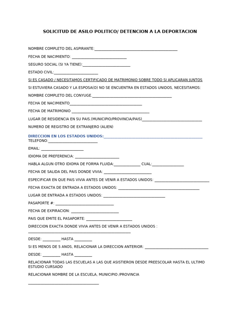 Solicitud de Asilo | PDF