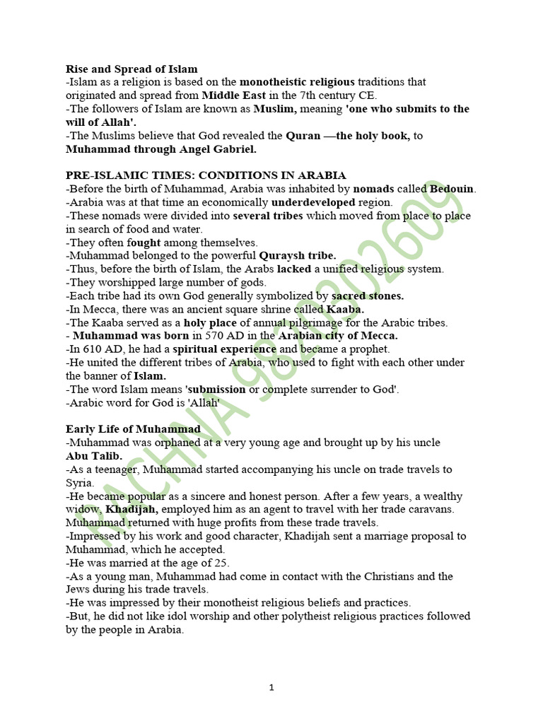 Rise and Spread of Islam | PDF | Muhammad | Mecca