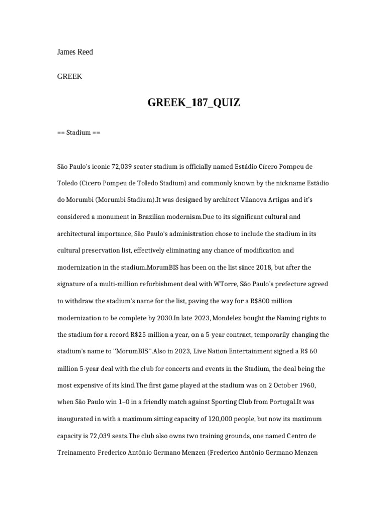 Greek 187 Quiz | PDF | Association Football | Association Football Clubs