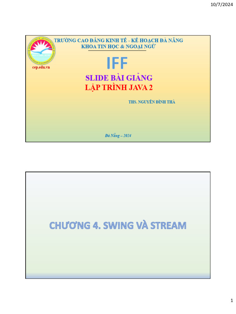 Java2 - Chuong 4 - Swing Stream | PDF