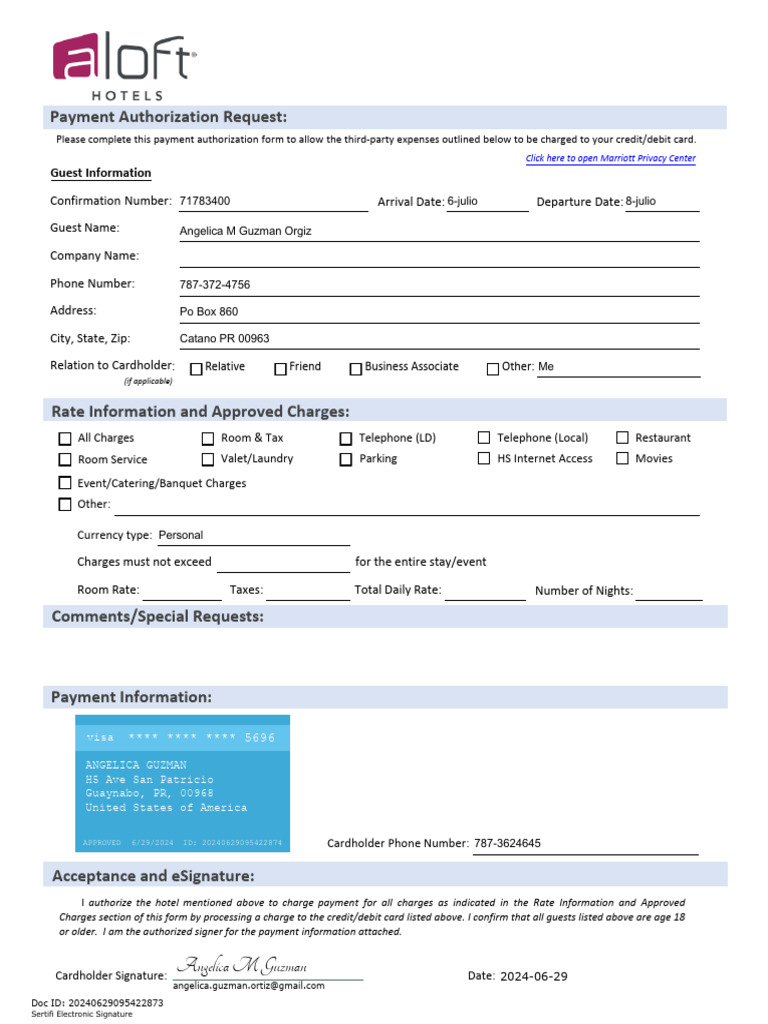 Hotel Credit Card Authorization Form | PDF | Credit Card | Debit Card