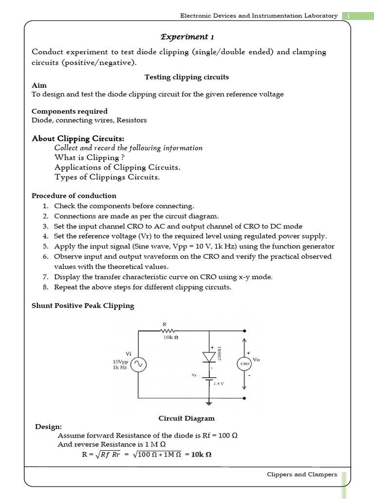 01 Clipping | PDF | Diode | Electrical Engineering