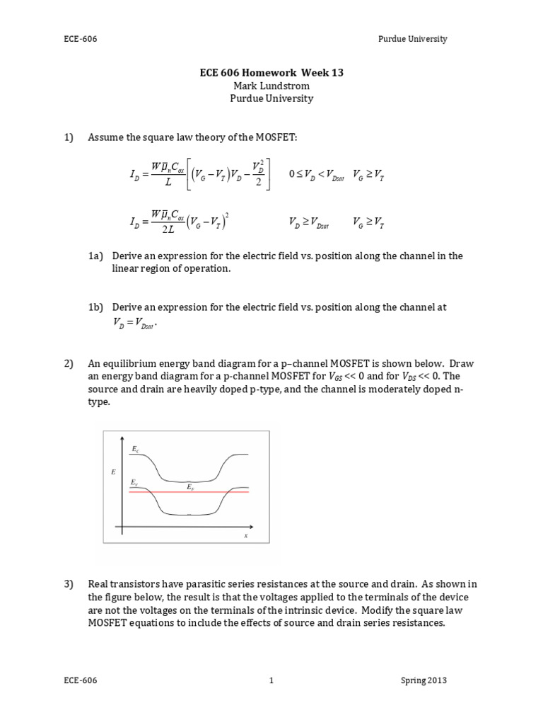 ECE 606 Week 13 Homework Solutions | PDF