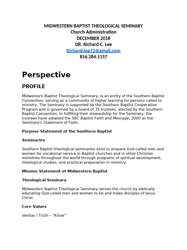 Church Administration Syb | PDF | Baptists | Biblical Inerrancy