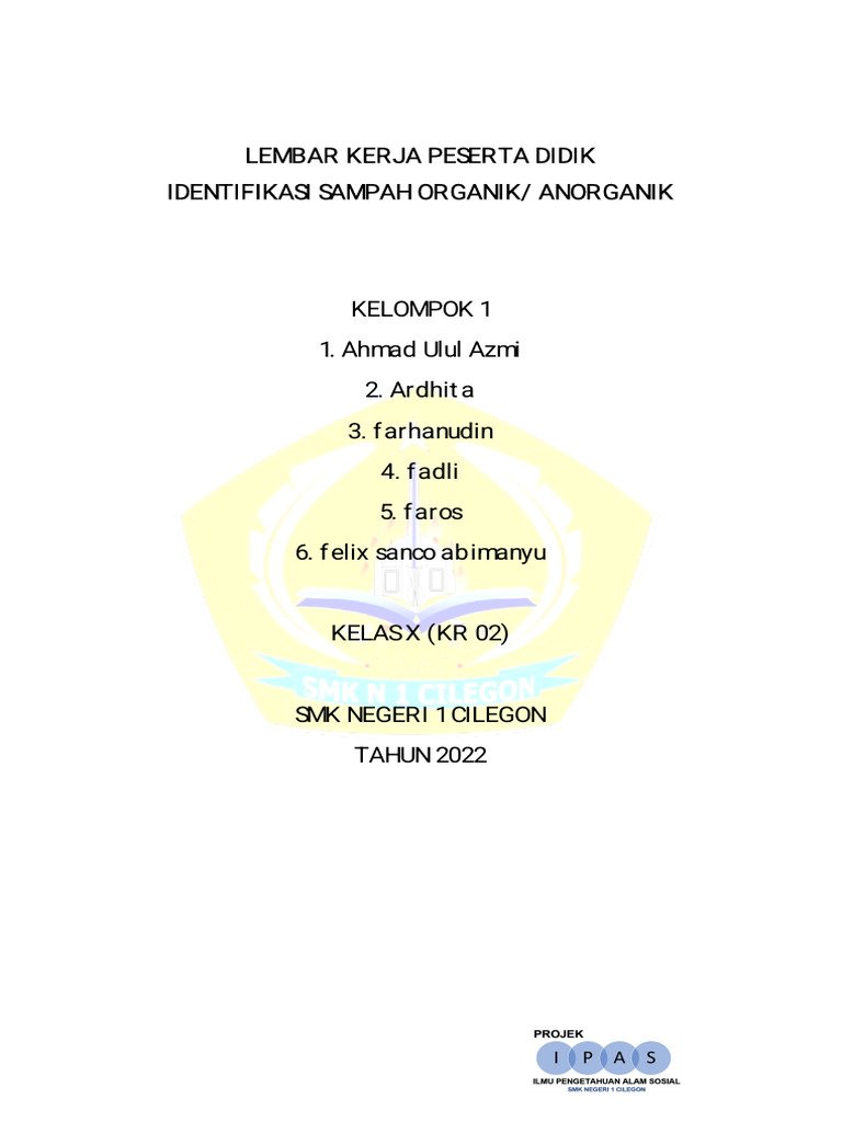 1.3. LKPD Sampah Organik Dan Anorganik | PDF 1.3. LKPD Sampah Organik Dan Anorganik | PDF