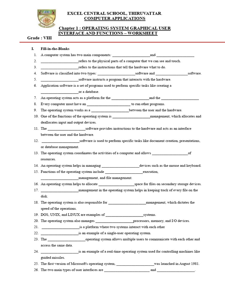 Chapter 1 Work Sheet - Docs | PDF | Operating System | Graphical User ...