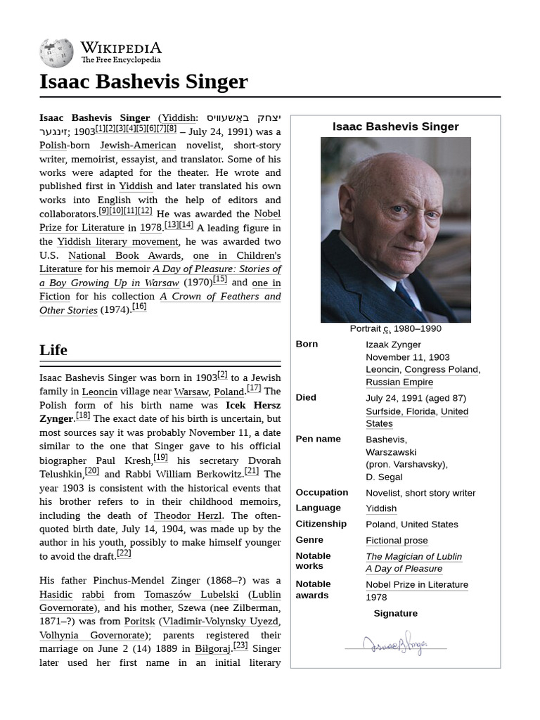 Isaac Bashevis Singer | PDF