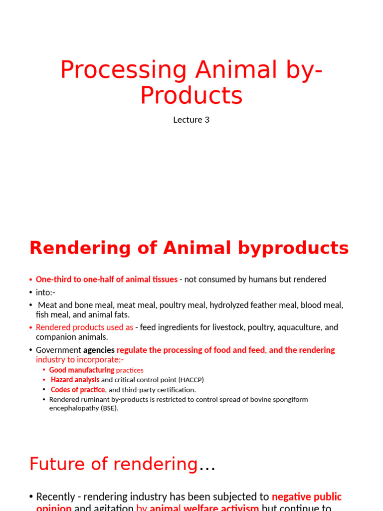 Lecture 3 - Processing Animal By-Products | PDF | Meat