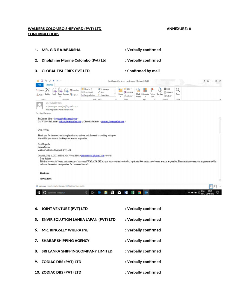 Annexure 06 (Confirmed Jobs) | PDF