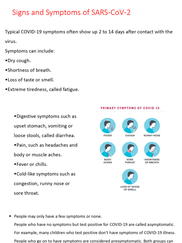 Signs and Symptoms of SARS-CoV-2 | PDF