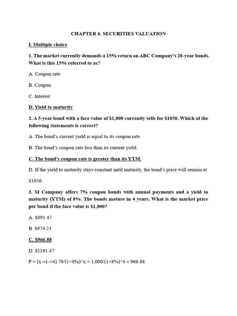 Securities Valuation and Bond Pricing | PDF | Bonds (Finance) | Dividend