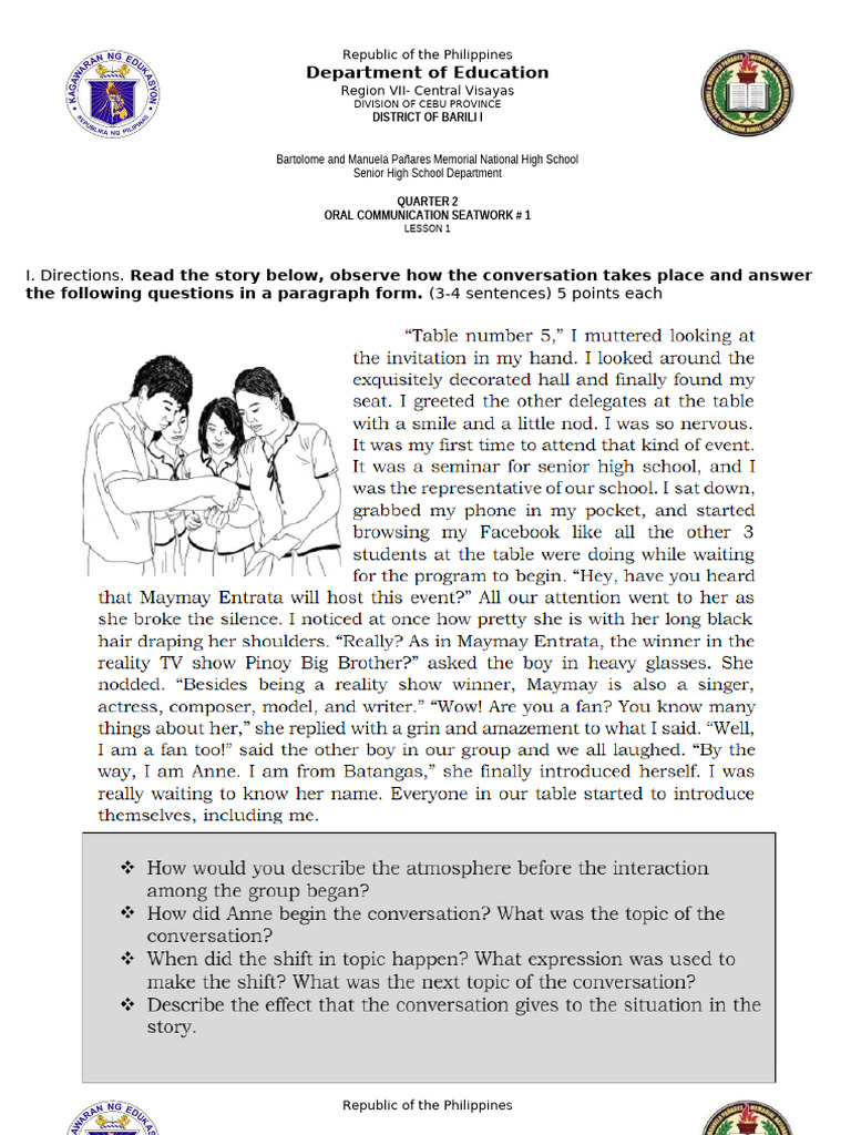 Q2 Seatwork 1 Lesson 1 | PDF