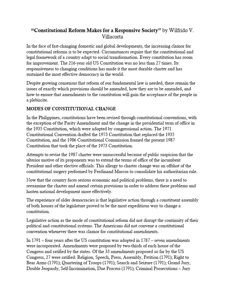Constitutional Reform Makes For A Responsive Society | PDF ...