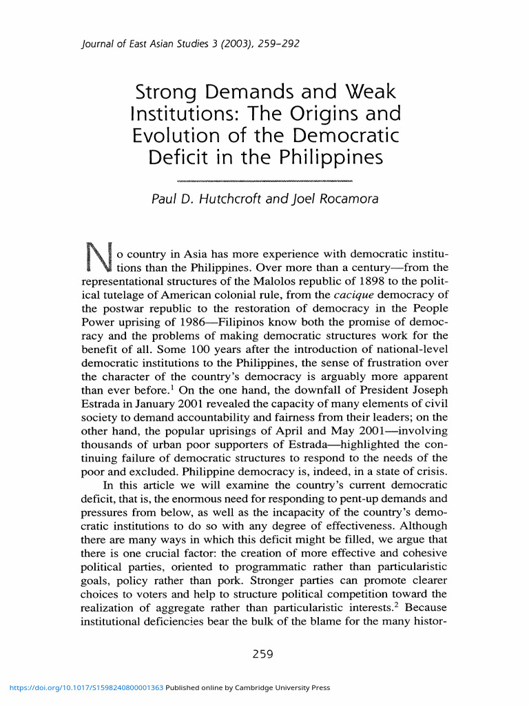 Strong Demands and Weak Institutions - The Origins and Evolution of The ...
