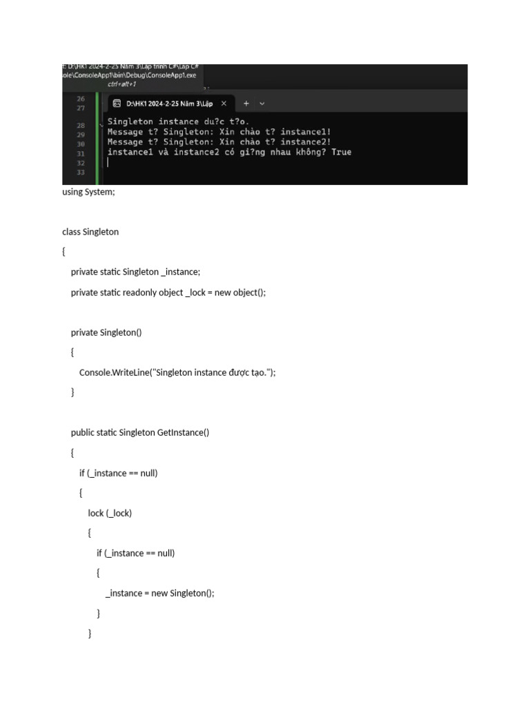 C# Singleton Pattern Implementation | PDF