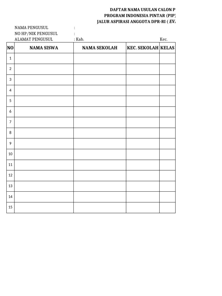 Format Usulan Pip Tahun 2024 | PDF