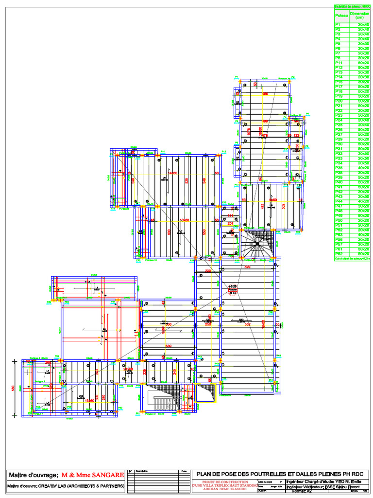 Plan de Pose Des Poutrelles Et Dalles Pleines PH RDC | PDF