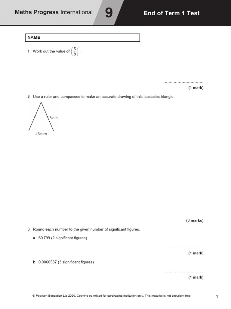 Mathsprog Int Pa Y9 Eot1 Test v2 | PDF | Length | Rectangle