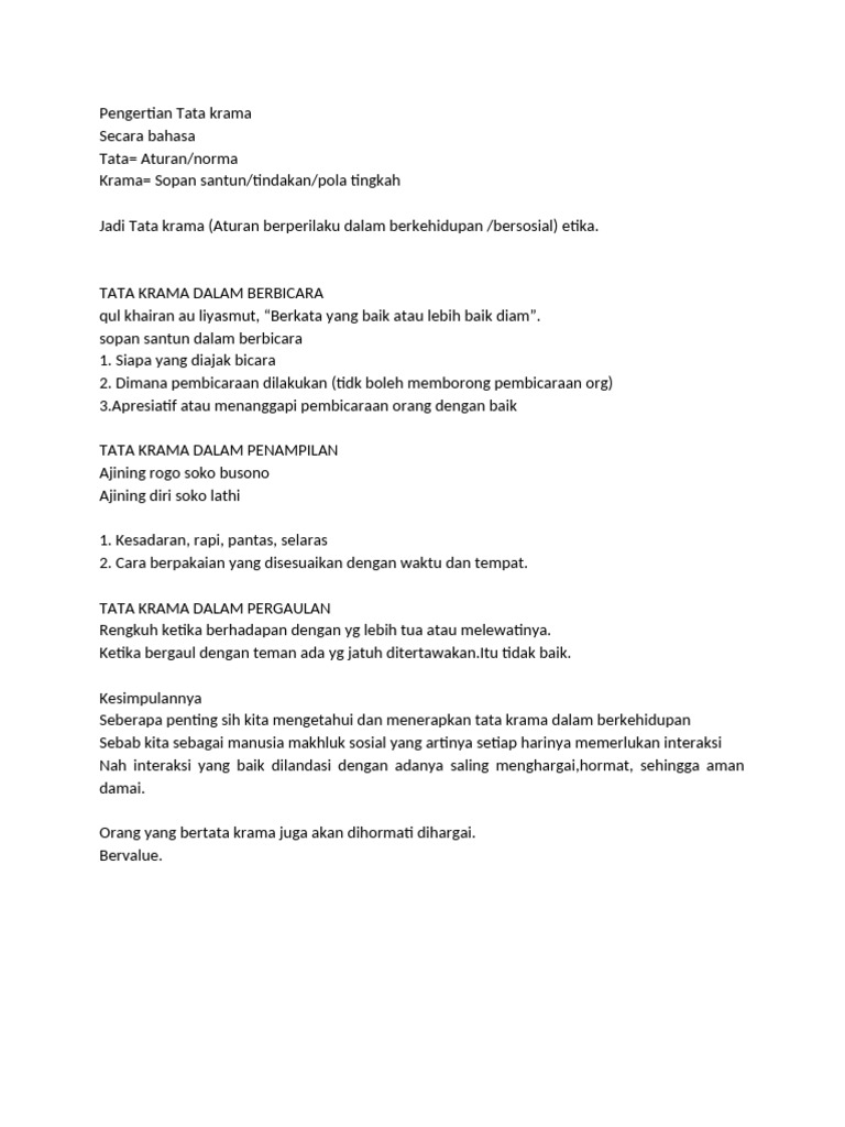 Pengertian Tata Krama | PDF