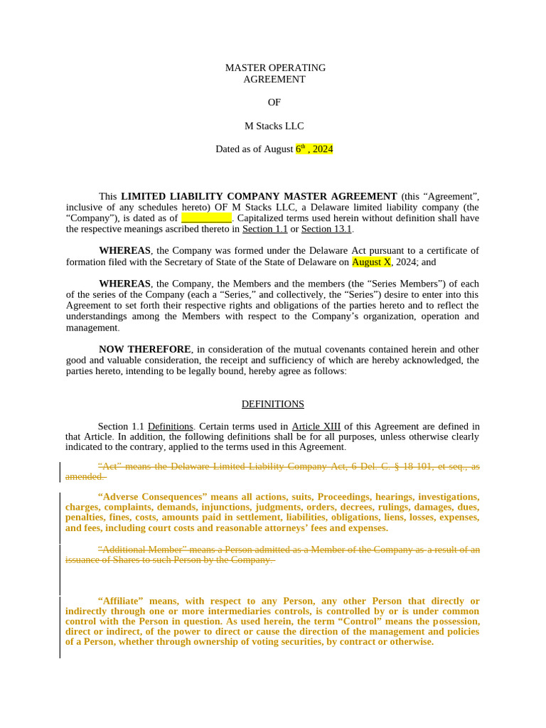 MStacks Master Agreement | PDF | Grammatical Gender | Limited Liability ...