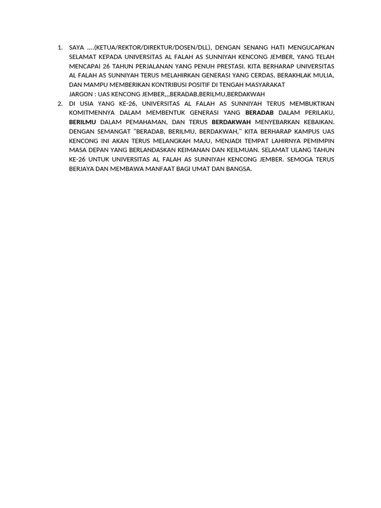 Script Ucapan Harlah | PDF