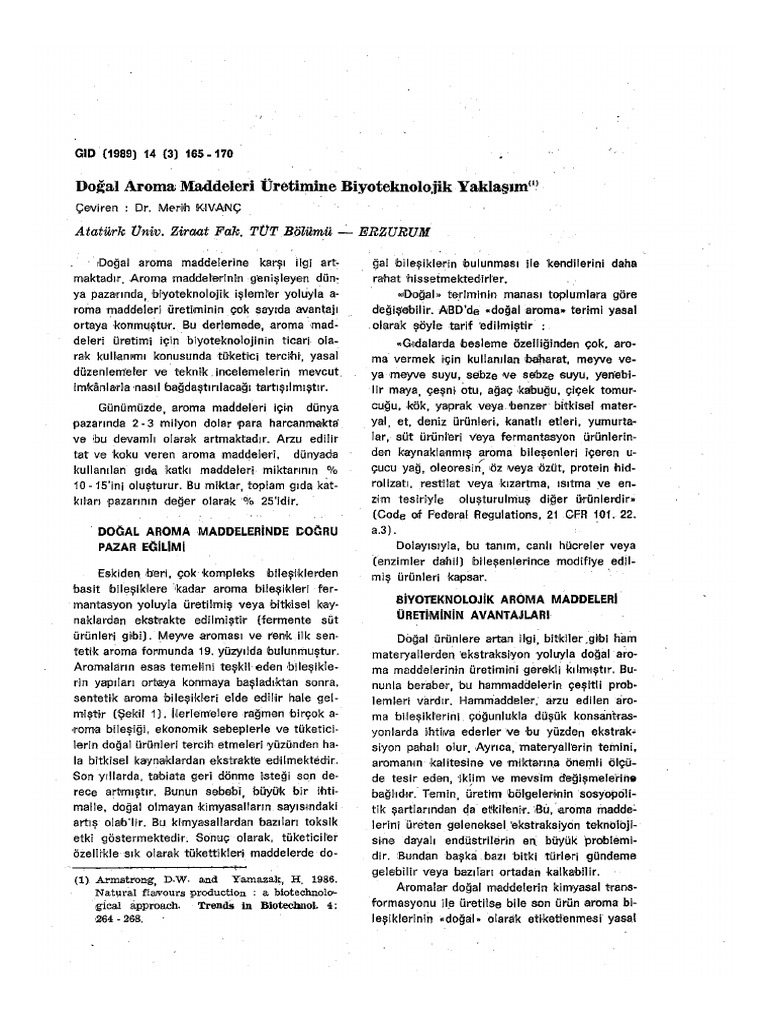 Do - Al Aroma Maddeleri - Retimine Biyoteknolojik Yakla - M (#92081) - 78369 | PDF