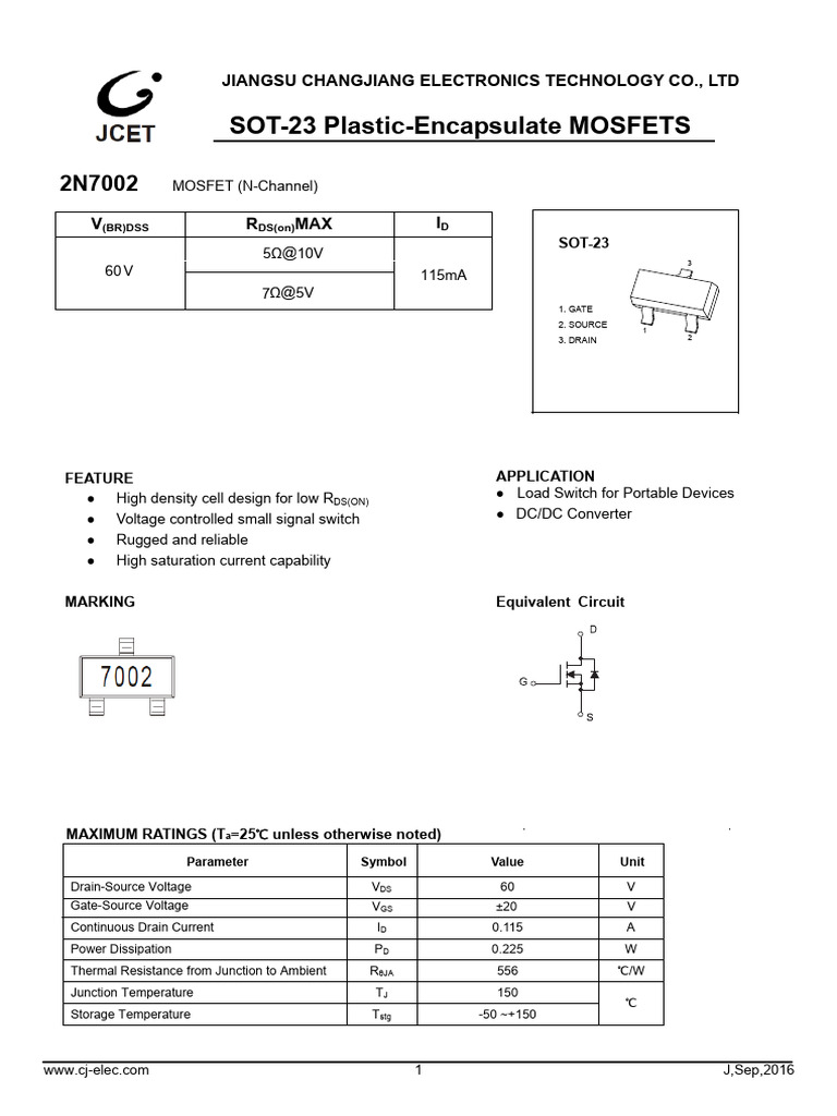 SOT-23 Plastic-Encapsulate: Mosfets | PDF | Mosfet | Field Effect Transistor