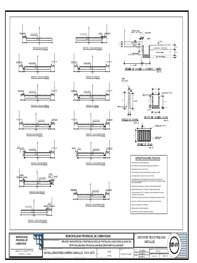 PLANOS DE SECCIONES TRANSVERSALES Y DETALLES SAUSAL-Layout2 | PDF ...