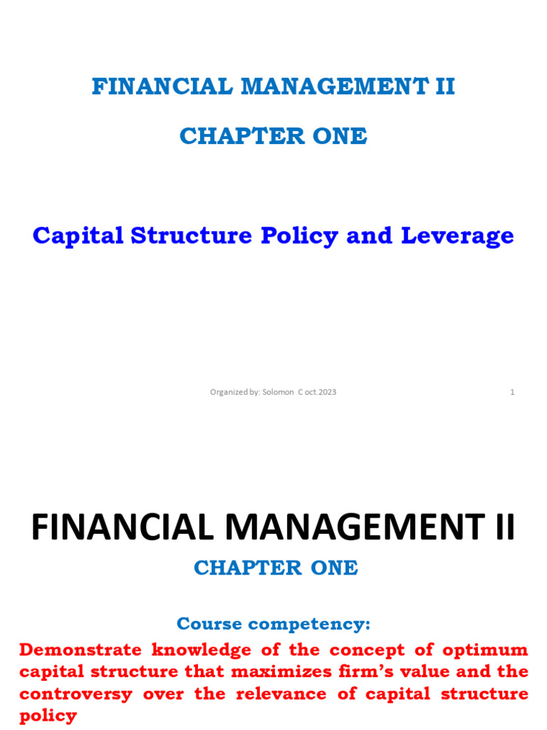 FM II Ch. 1 CS Capital Structure Policy and Leverage | PDF | Capital ...