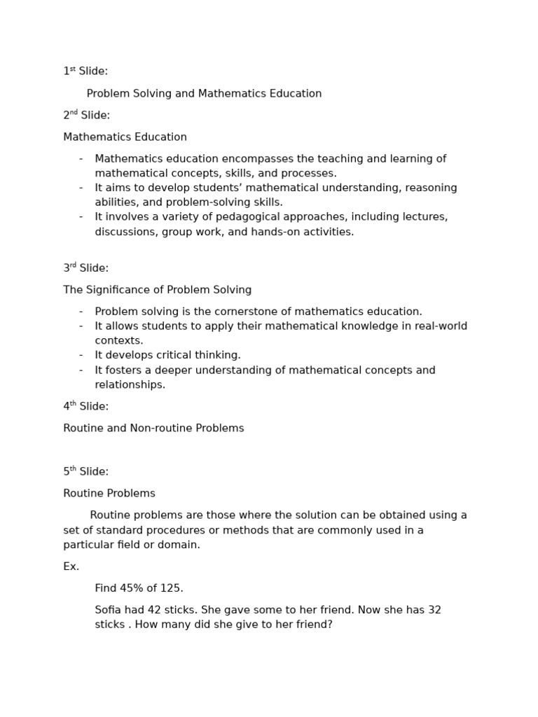 Problem Solving and Mathematics Education (Adizas) | PDF | Mathematics ...