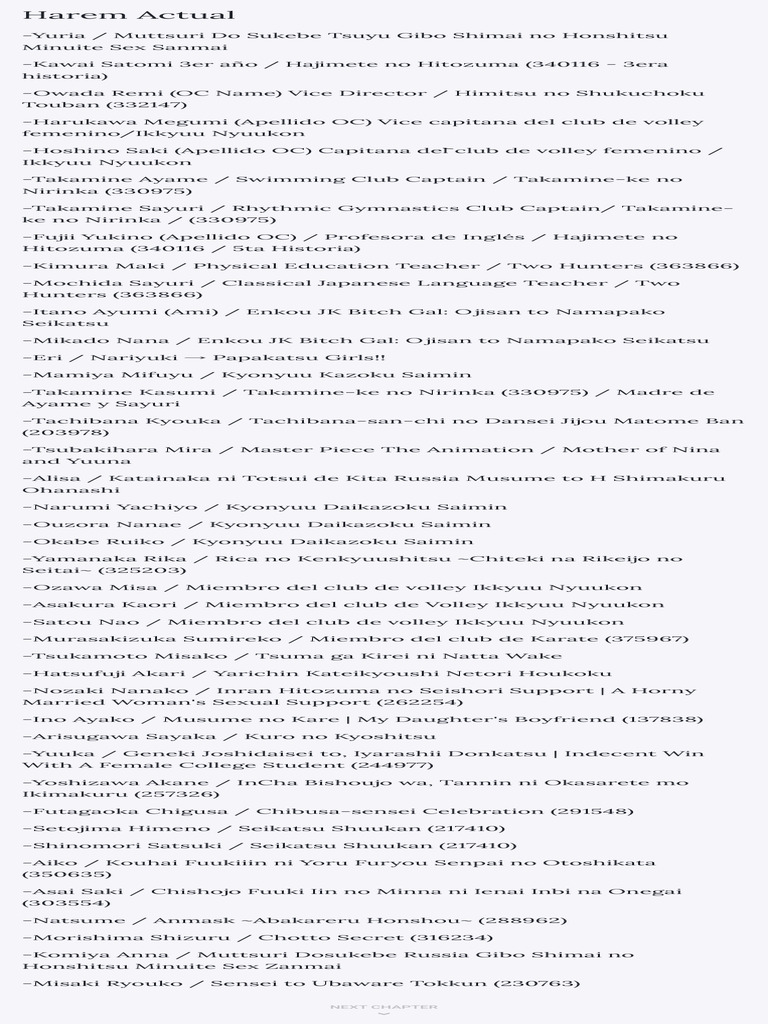 Embodiment of Lust Chapter - 1 - Current Harem | PDF