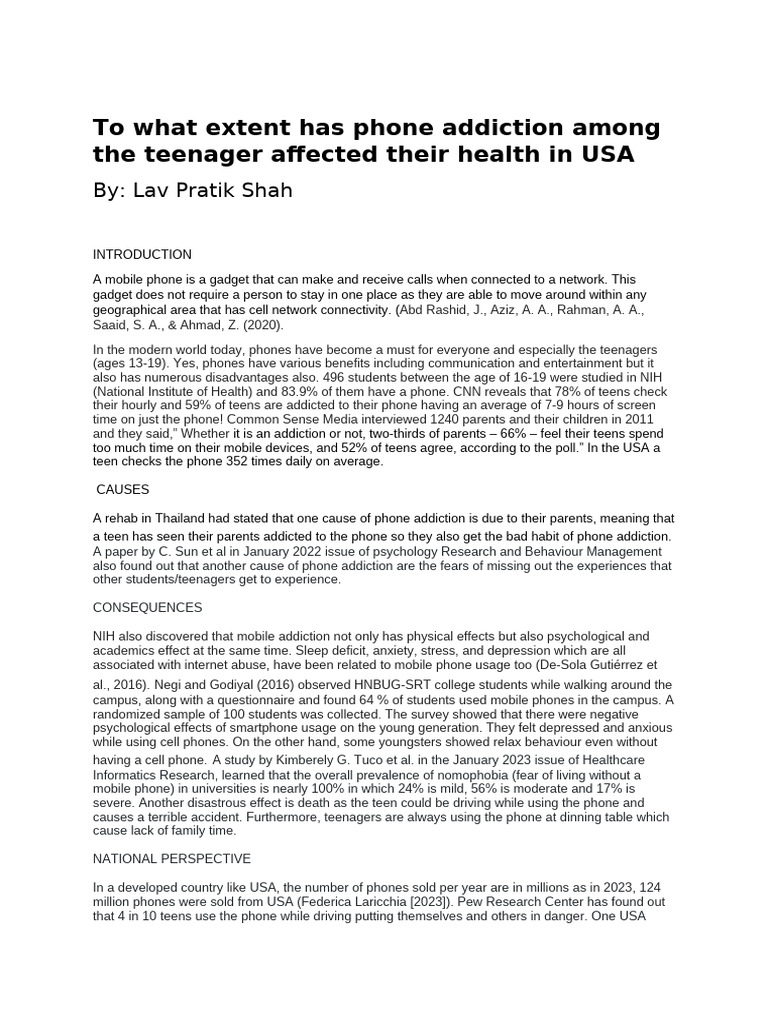 To What Extent Has Phone Addiction Among The Teenager Affected Their ...