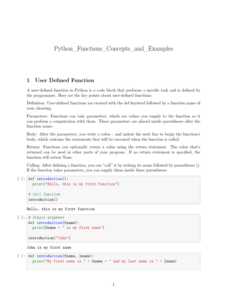 Python Functions Concepts and Examples | PDF | Parameter (Computer ... Python Functions Concepts and Examples | PDF | Parameter (Computer ...