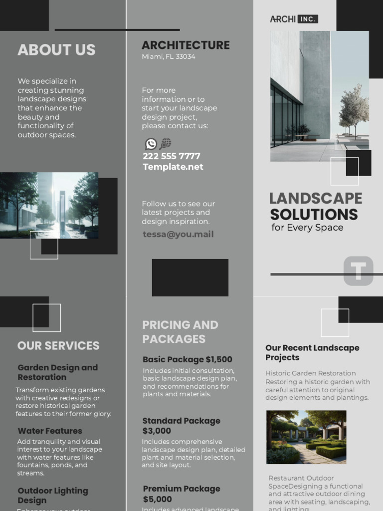 Architecture Clean Landscape Brochure Template | PDF | Gardens | Landscape