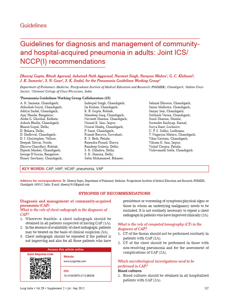 CAP and HAP Indian Guidelines | PDF | Pneumonia | Medical Specialties