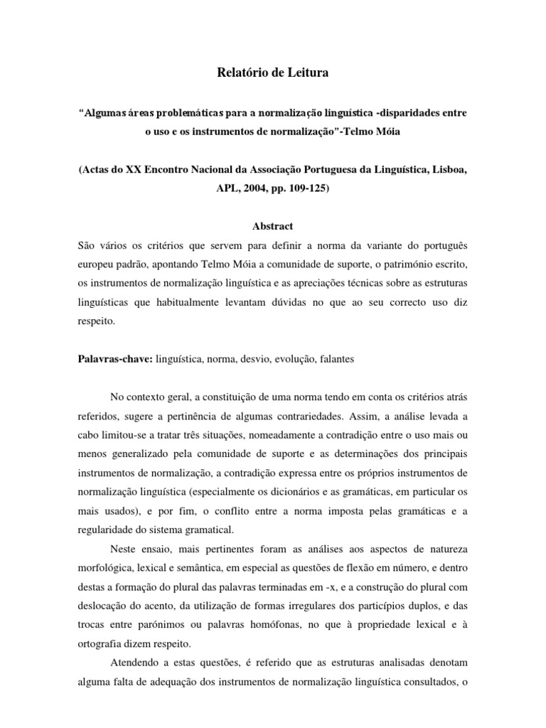 Trabalho de Resumo Norma e Desvio-Telmo Móia | PDF | Gramática ...