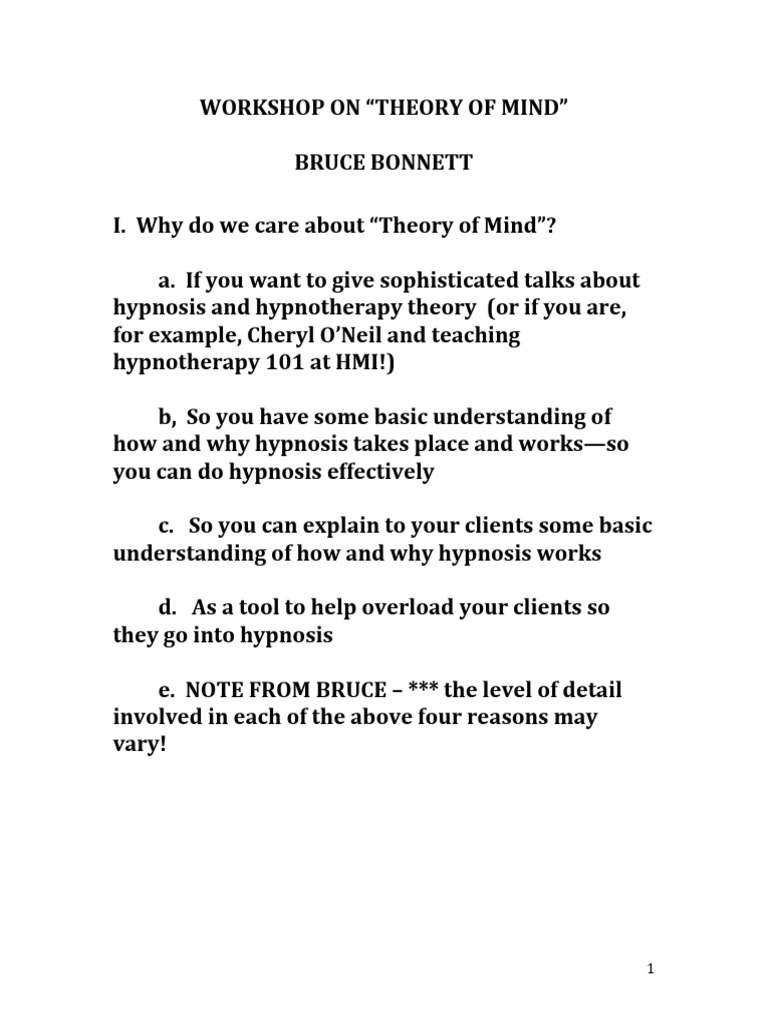 Bruce Bonnett Theory of Mind | PDF | Hypnosis | Mind