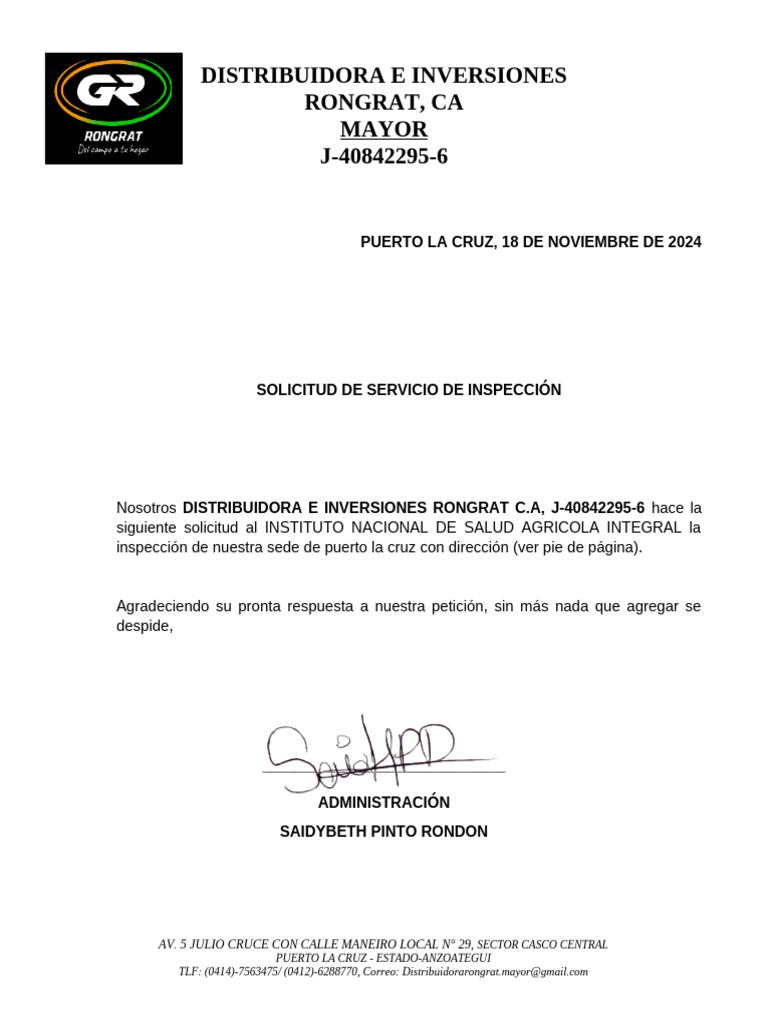Solicitud Inspeccion Insai | PDF